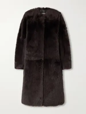 ALMADA Gemma Collarless Paneled Shearling Coat