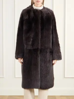 ALMADA Gemma Collarless Paneled Shearling Coat