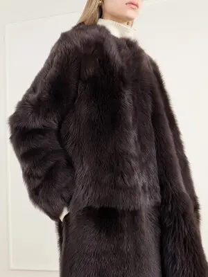ALMADA Gemma Collarless Paneled Shearling Coat