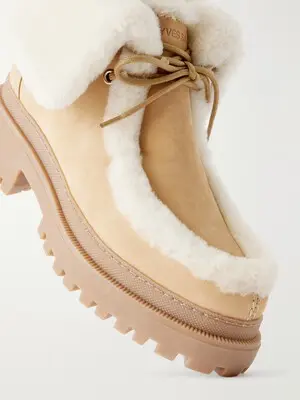 YVES SALOMON Brushed Shearling-trimmed Suede Ankle Boots