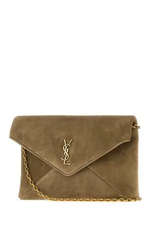 Saint Laurent Cappuccino Suede Small Cassandre Crossbody Bag - Brown