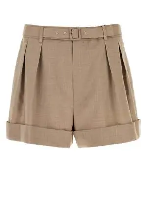 Saint Laurent Cappuccino Wool Bermuda Shorts - Brown