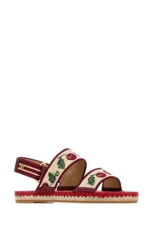 Valentino Garavani Embroidered Fabric Vlogo Signature Sandals - Multicolor