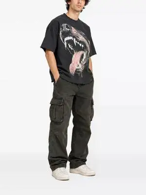 WARMAN Graphic-print Distressed-finish T-shirt - Black