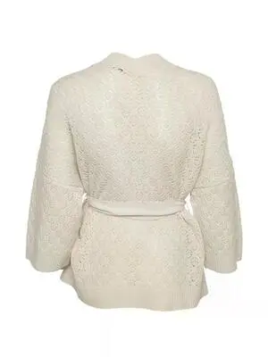 Carolina Herrera Open Knit Belted Cardigan