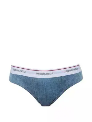 Dsquared2 Logo-waistband Denim-effect Briefs - Blue