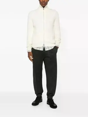 LUIGI GENTILE Ribbed-knit Zip-up Cardigan