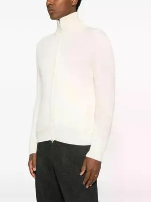 LUIGI GENTILE Ribbed-knit Zip-up Cardigan