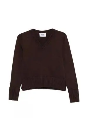 Alpha Studio V-neck Ribbed-trim Sweater - Brown