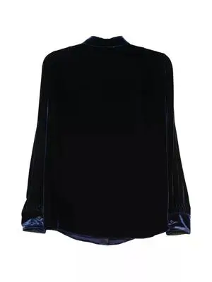 FORTE_FORTE Velvet Long-sleeves Shirt - Blue