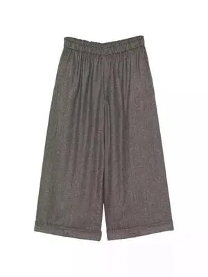 DANIELA GREGIS Herringbone-pattern Wide-leg Palazzo Pants - Brown