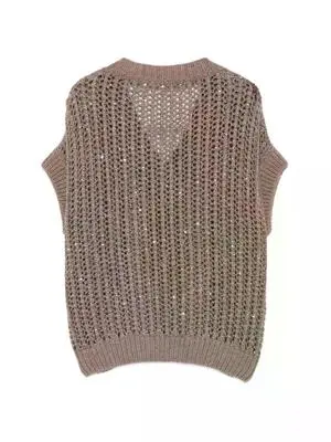 D.exterior Sequin-embellished Open-knit Sweater