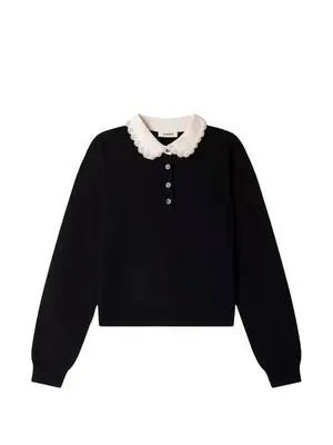 Sandro Faux-pearl Embellished Polo Top