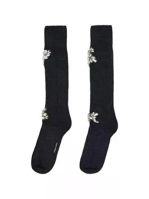 Simone Rocha Jewel-embellished Ribbed Socks - Grey