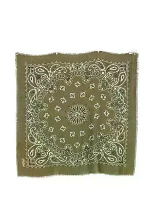 MC2 SAINT BARTH Foulard Maxi Paisley-print Frayed Scarf - Green
