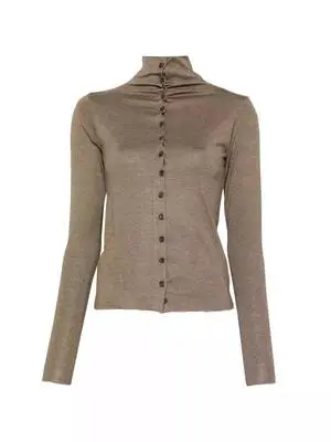 SONG FOR THE MUTE Button-up High-neck Shirt - Brown