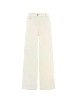 FORTE_FORTE Flocked Wide-leg Jeans - Neutrals