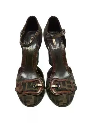 Fendi 2000s Zucca Buckle Wedge Pumps