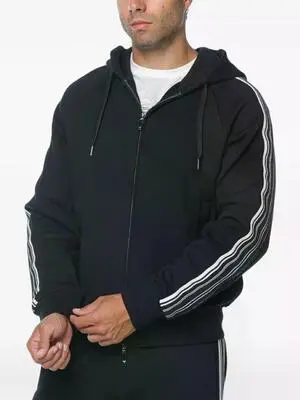 Emporio Armani Side-stripe Zip-up Hoodie - Black