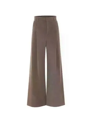 ELEH Pleated Wide-leg Trousers - Brown
