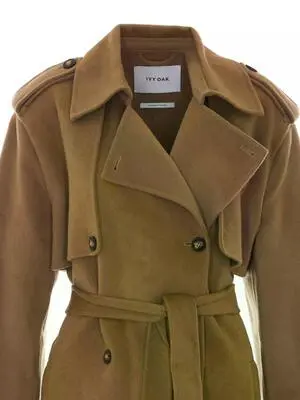 IVY OAK Double-breasted Belted Coat - Brown