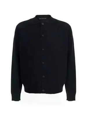 LOW BRAND Button-up Collar Sweater - Black