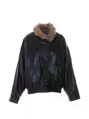 ELEH Faux-fur Trim Oversized Jacket - Black