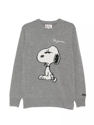 MC2 SAINT BARTH Snoopy-embroidered Wool Sweater - Grey