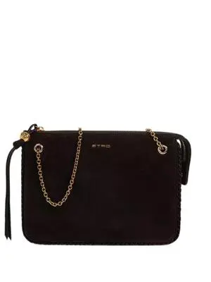 Etro Logo-plaque Suede Shoulder Bag