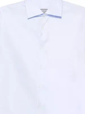 Canali Spread-collar Buttoned Shirt - Blue