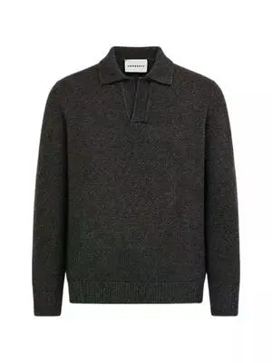 AMARANTO Marl-knit Polo Sweater - Brown