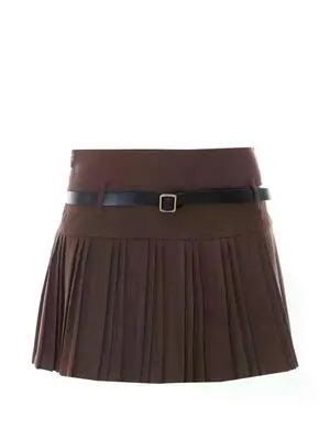 ELEH Belted Pleated Mini Skirt