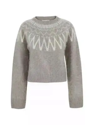 Soft Goat Fair Isle Brushed-knit Cashmere Sweater - Grey