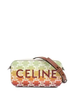 Celine 2010-2026 Triomphe Coated Canvas Sunset Logo Horizontal Pouch Crossbody Bag