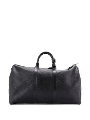 LOUIS VUITTON Keepall Bandouliere Bag Monogram Shadow Leather 50 Travel Bag