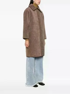 YERSE Faux-shearling Piped-trim Coat