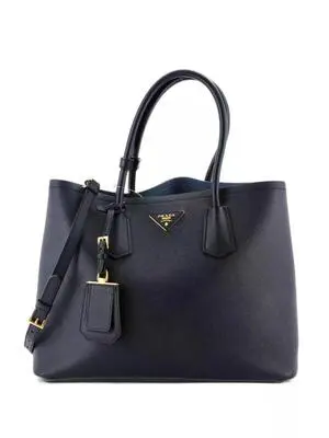 Prada Cuir Double Saffiano Leather Large Tote Bag - Blue