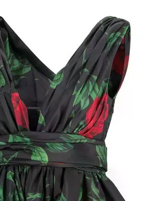 Blumarine Rose-print Taffeta Mini Dress