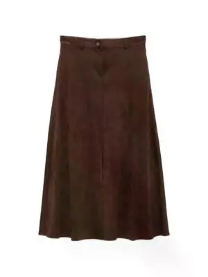 D.exterior Suede-effect A-line Midi Skirt