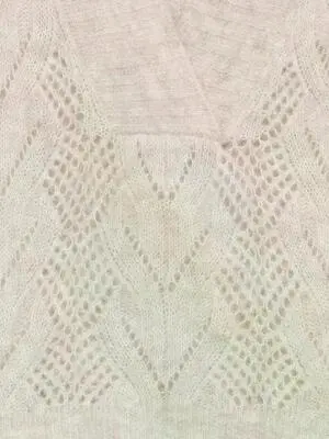D.exterior Pointelle-knit V-neck Sweater - Neutrals