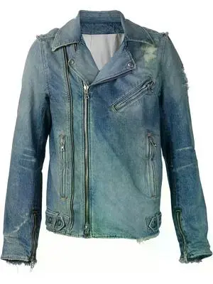 Balmain Destroyed Denim Biker Jacket