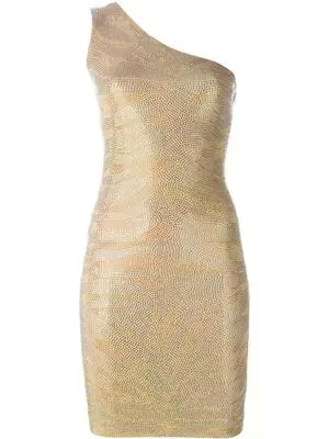 Balmain Zebra Glitter One Shoulder Dress - Neutrals