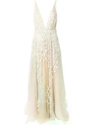 Roberto Cavalli Sequin Embroidered Gown