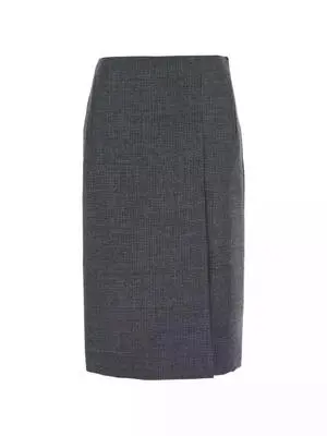 GRIFONI Houndstooth Wool Midi Skirt