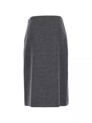 GRIFONI Houndstooth Wool Midi Skirt