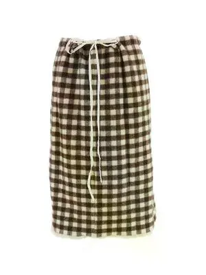 DANIELA GREGIS Gingham Drawstring Midi Skirt