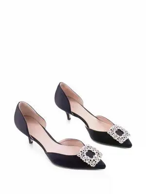 STUART WEITZMAN Jewel-embellished Satin Pumps