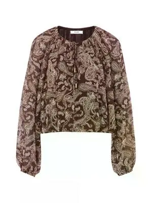 ELEH Paisley-print Drawstring-neck Blouse - Brown