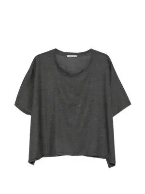 Dusan Crew Neck Flannel Top - Grey