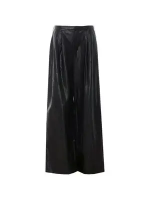 ELEH Pleated Wide-leg Trousers - Black